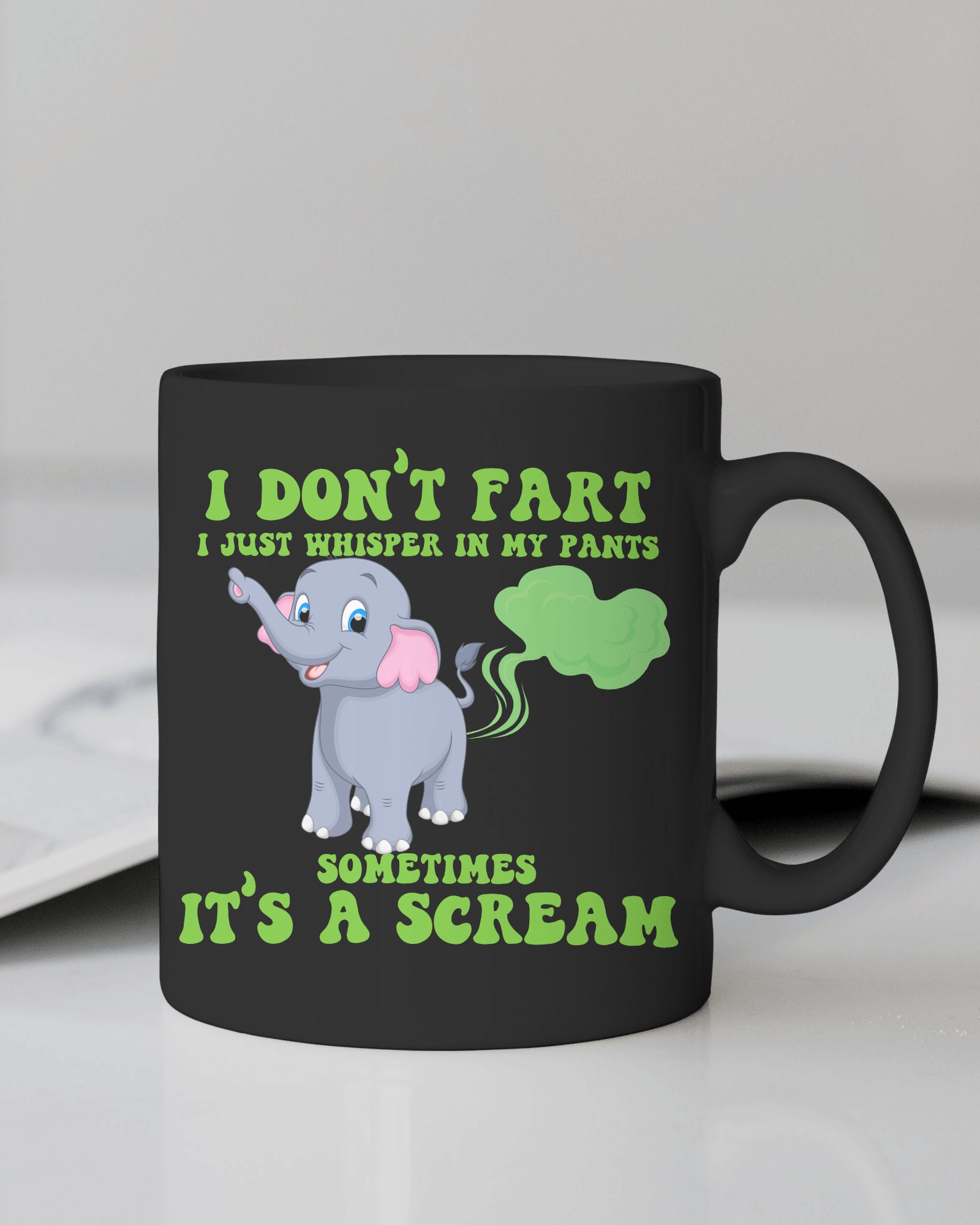 Funny Elephant Fart Mug Black Ceramic 11 Oz Coffee Cup - Etsy