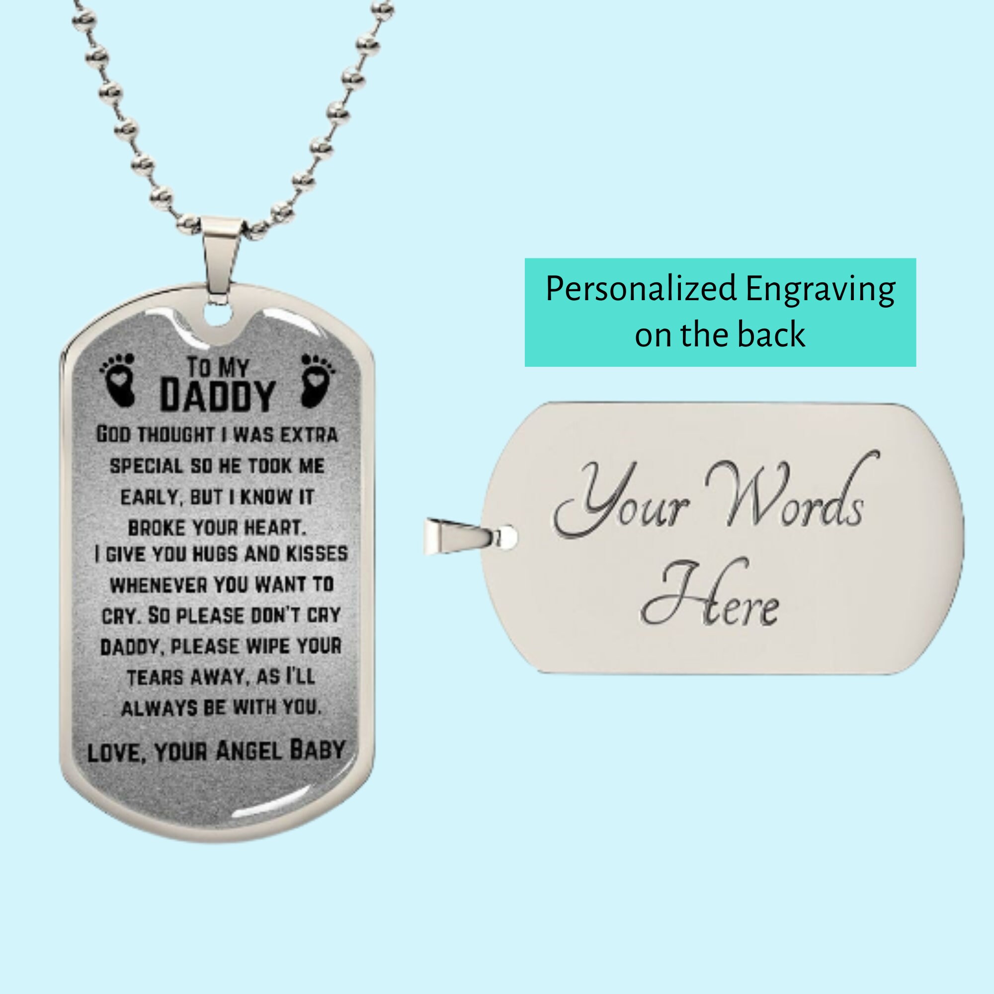Personalized Miscarriage Keepsake for Dad Dog Tag, Miscarriage Necklace ...