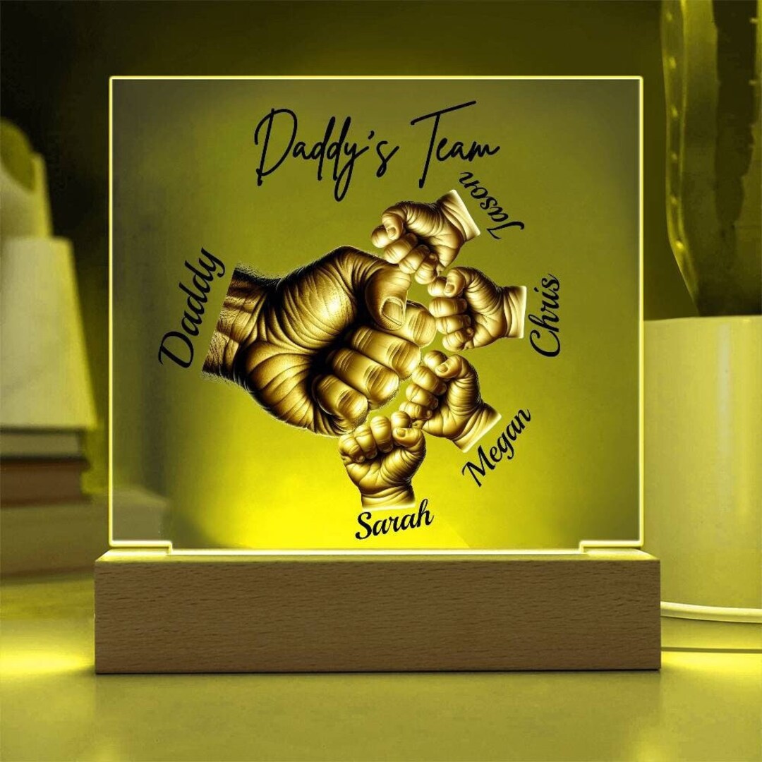 Custom Daddys Team Fist Bump Personalized Acrylic Led Night Light