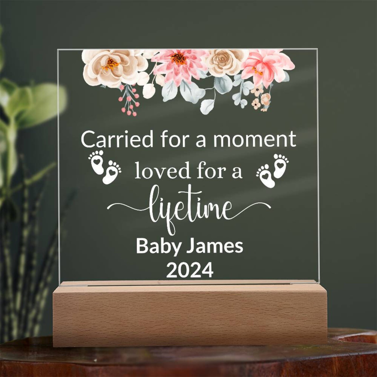 Personalized Miscarriage Acrylic Plaque, Miscarriage Keepsake LED ...