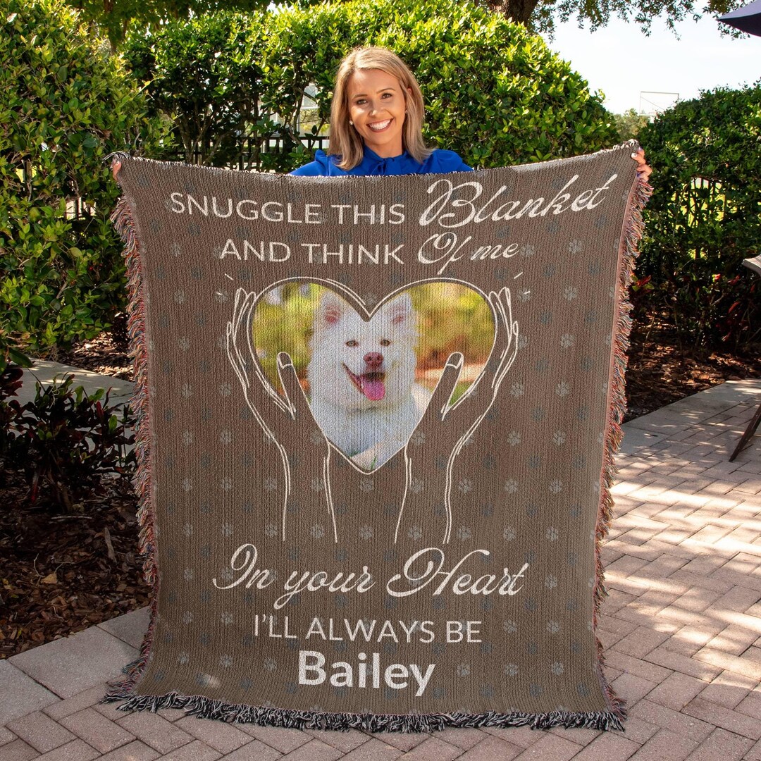 Personalized Memorial Dog Blanket, Custom Dog or Cat Photo Throw, Pet ...