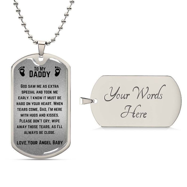 Child Loss Keepsake for Dad Miscarriage Gift, Engraved Dog Tag Necklace ...