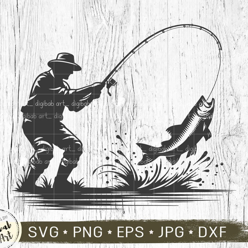 Catching Fish Svg - Etsy