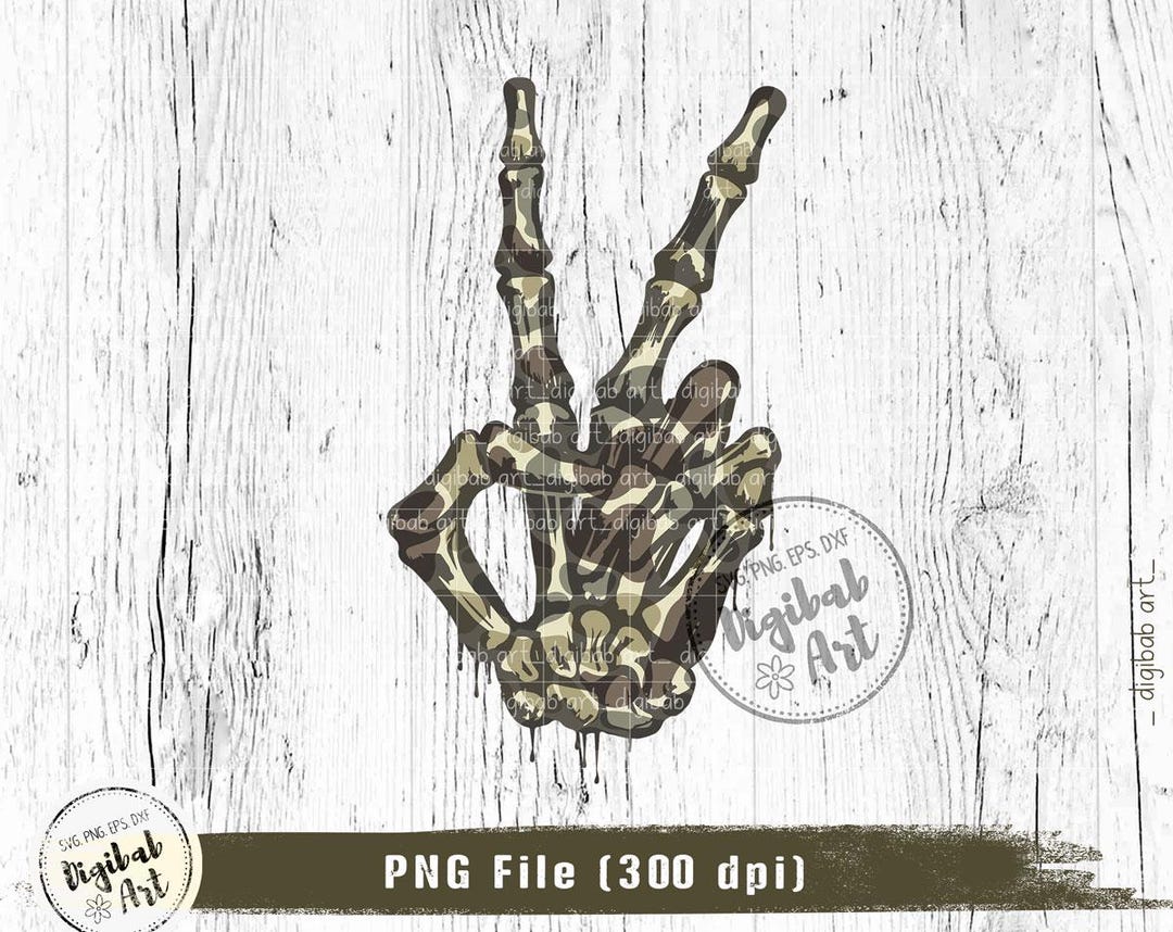 Skeleton Peace Sign PNG, Camo Skeleton Peace Sign, Old School Camo ...