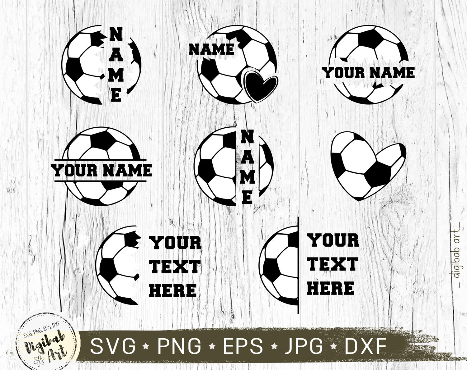 Soccer Name SVG Bundle, Soccer Ball Monogram, Name Soccer Heart Svg ...