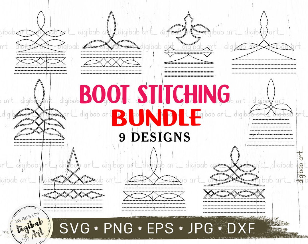 Boot Stitching Bundle Svg, Boot Stitch Png, Western Boot Stitch Bundle ...