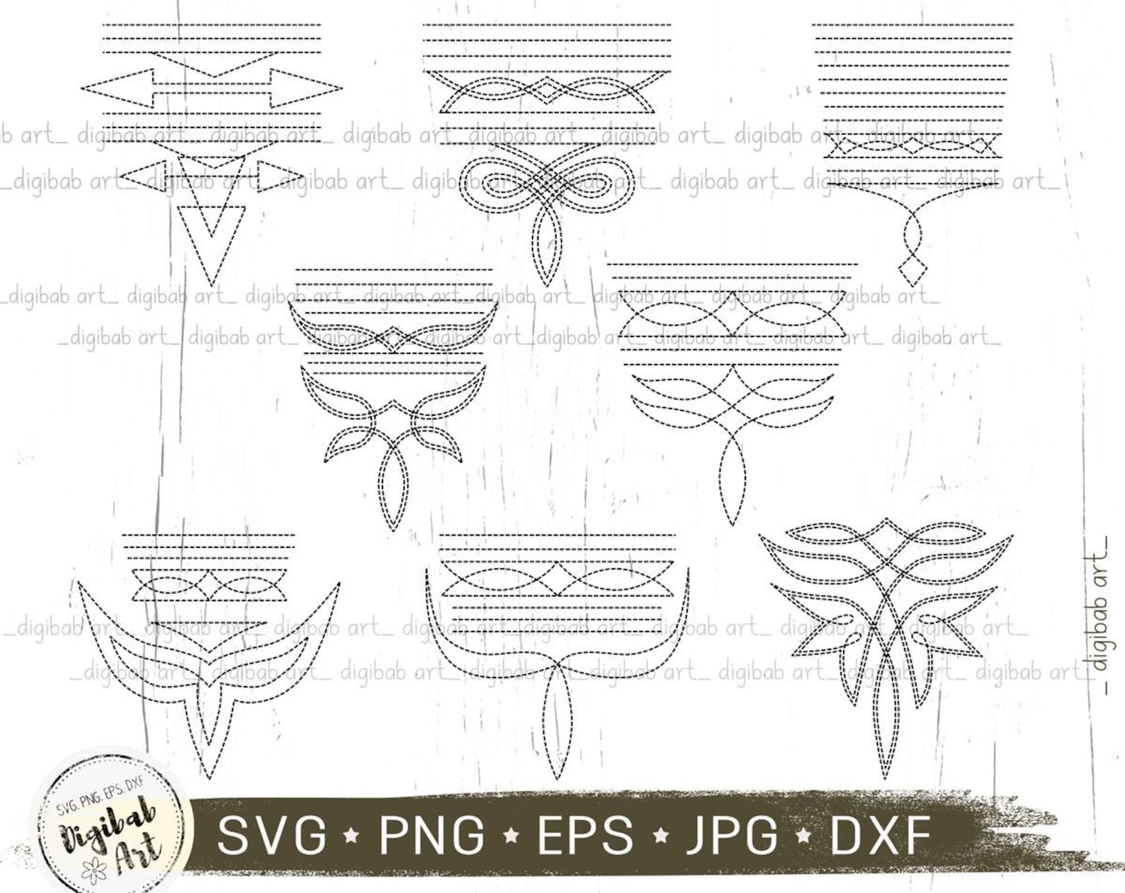 Western Boot Stitch Designs: SVG PNG JPG Bundle (digital Download) - Etsy