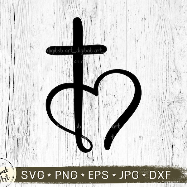 Cross Heart Svg - Etsy