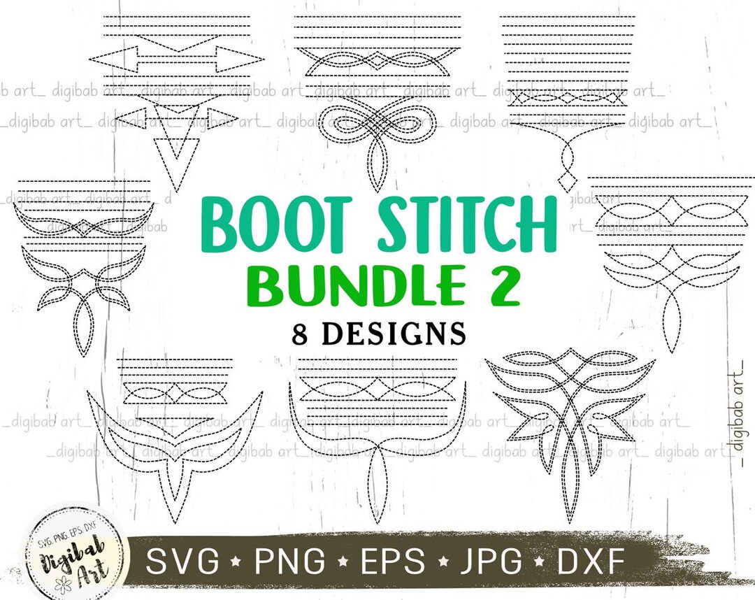 Boot Stitch Bundle Svg, Boot Stitch Png, Western Boot Stitching Bundle ...