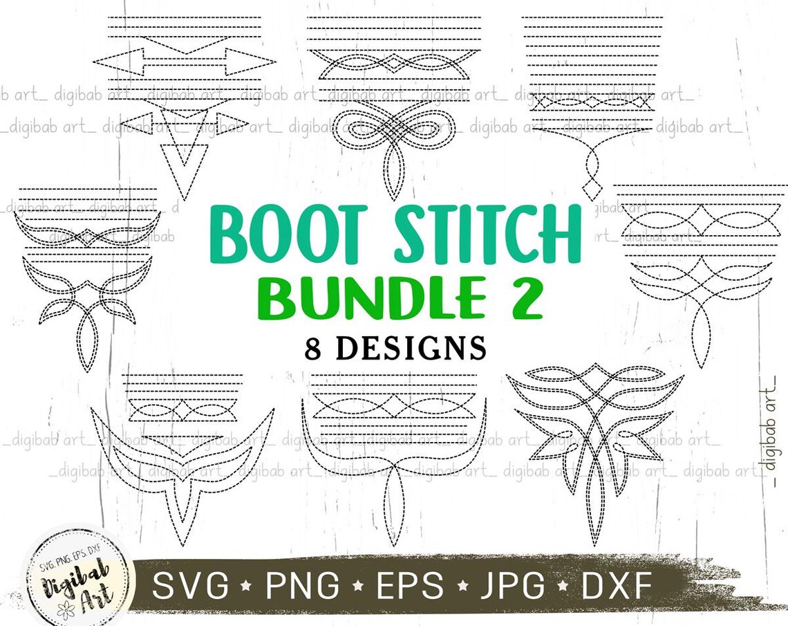 Western Boot Stitch Designs: SVG PNG JPG Bundle (digital Download) - Etsy