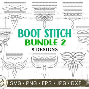 Western Boot Stitch Designs: SVG PNG JPG Bundle (digital Download) - Etsy