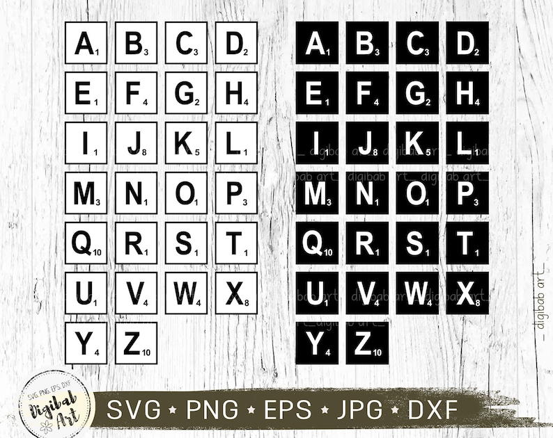 Scrabble Tiles SVG, Scrabble Letter Font Tiles, Scrabble PNG, Alphabets ...