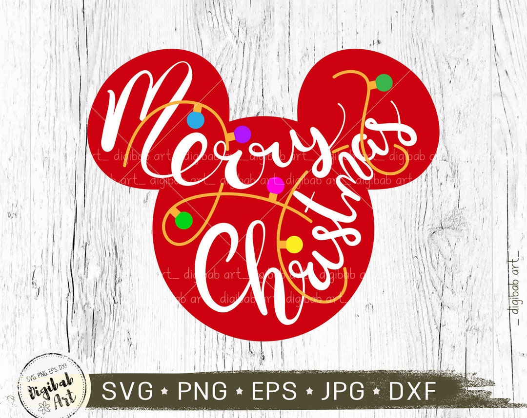 Merry Christmas Mouse Head SVG, Merry Xmas Mickey, Digital Download ...