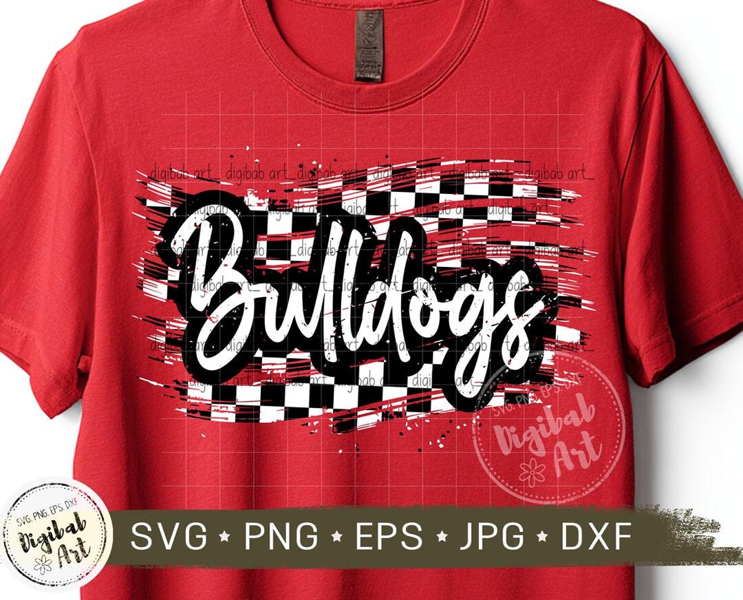 Bulldogs SVG, Distressed Checkered SVG: Mascot Graphic, Digital ...