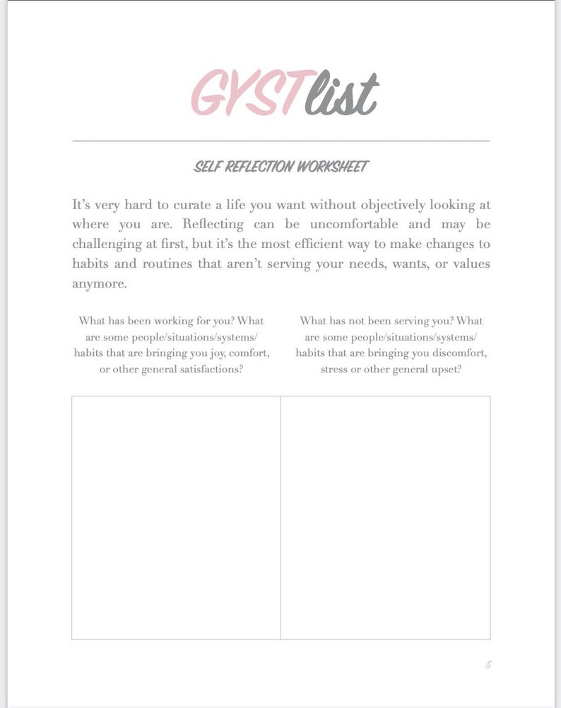 6 Page Printable Self Reflection Worksheet Self Care | Etsy