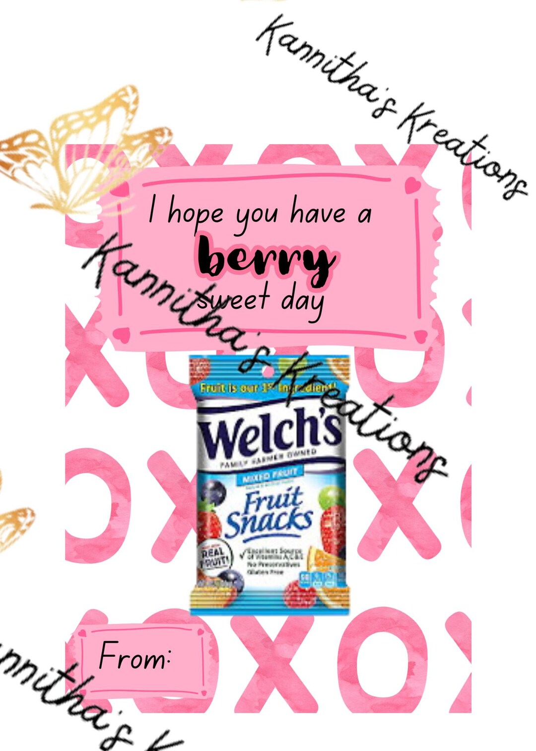 10 Printable Valentines Day Fruit Snack Cards, Fruit Snack Cards, Kids ...