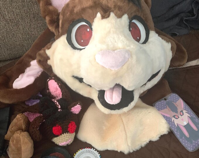 Brown Rat-rabbit Hybrid Fursuit Costume Premade Head - Head Only (read ...