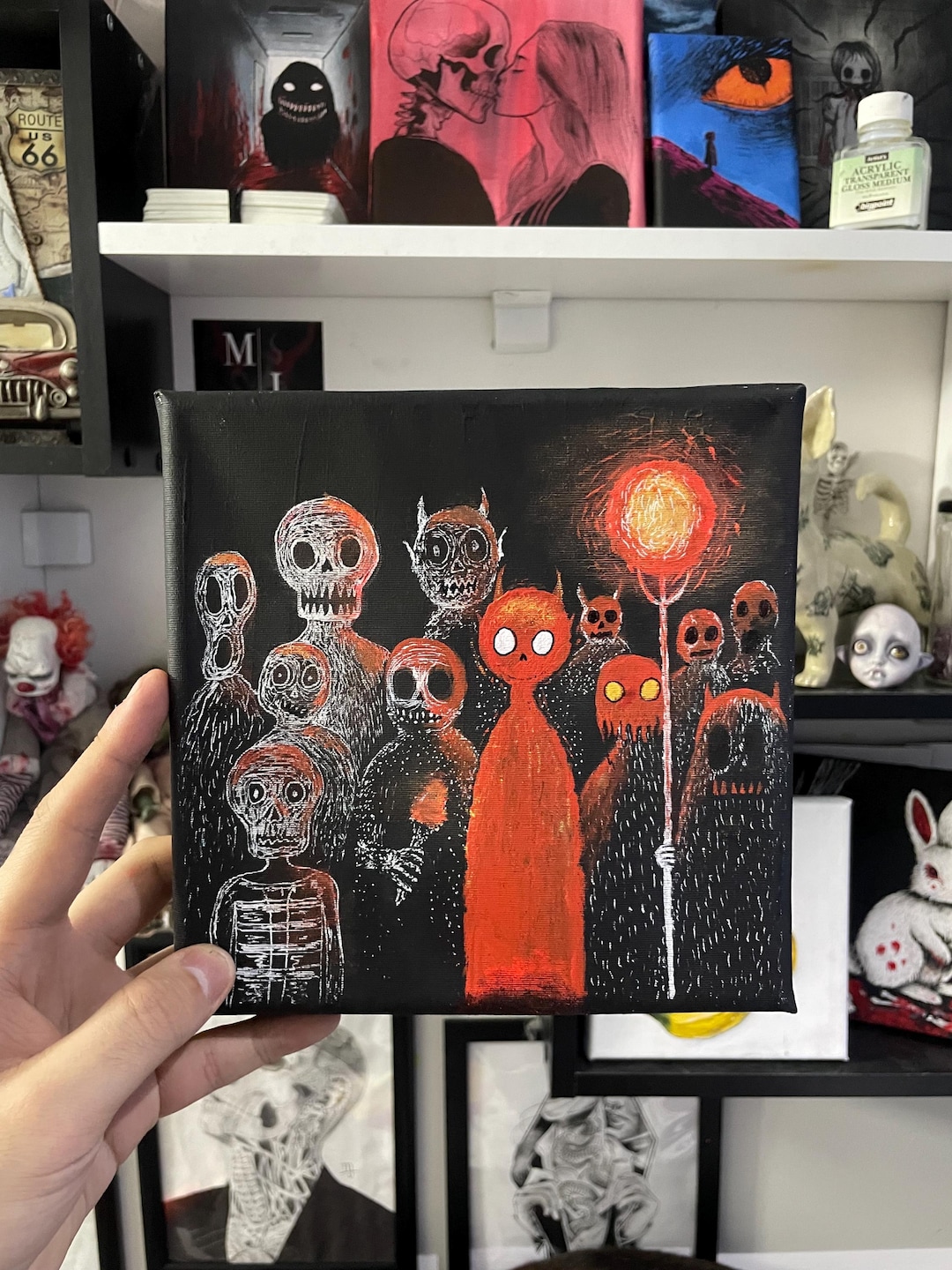 Dark Art Painting of Demons on Canvas, Eerie Original Horror Artwork ...
