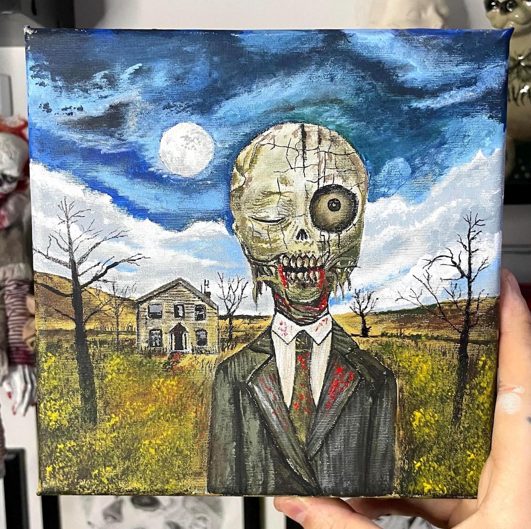 Weird Zombie Acrylic Painting – Surreal Horror Art, 8x8 - Etsy