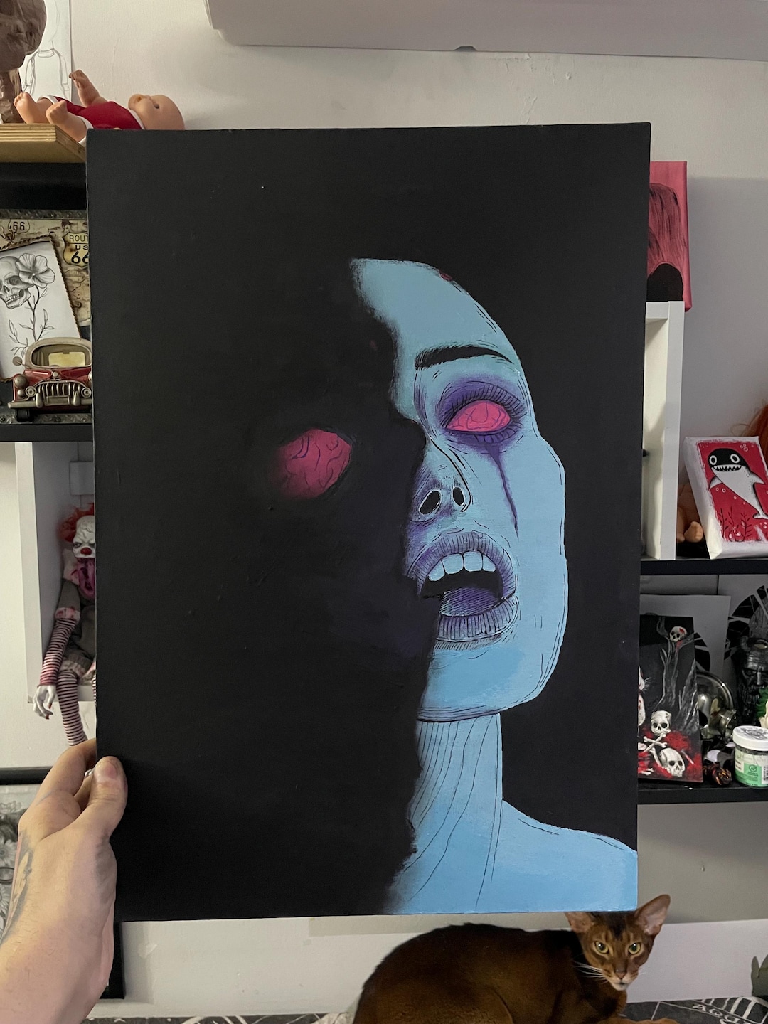 Horror Acrylic Painting Dark Art Creepy Face Wall Art Surreal Spooky ...