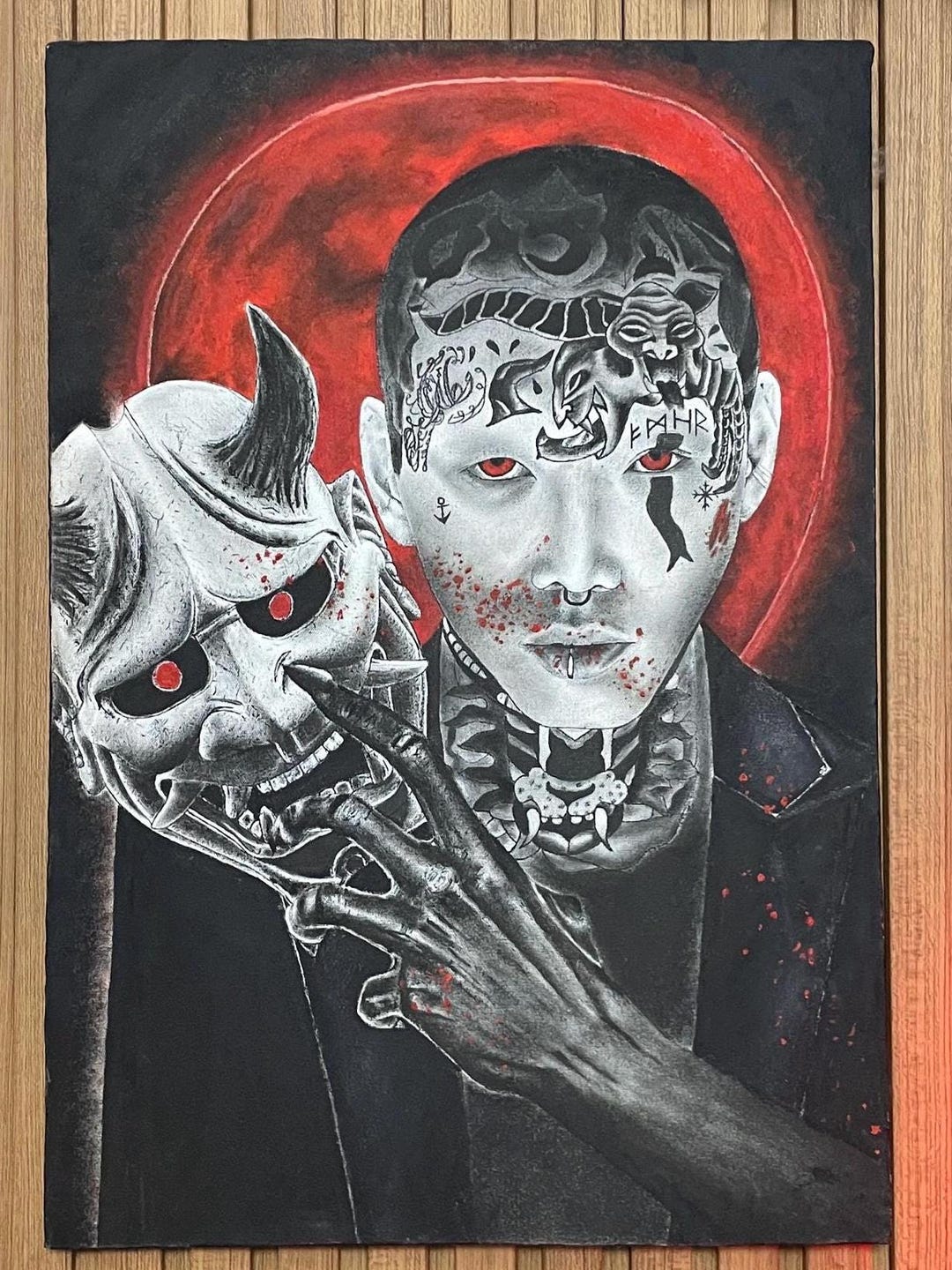 Oni Mask Original Oil Painting – Gothic Dark Art, 14x20 - Etsy
