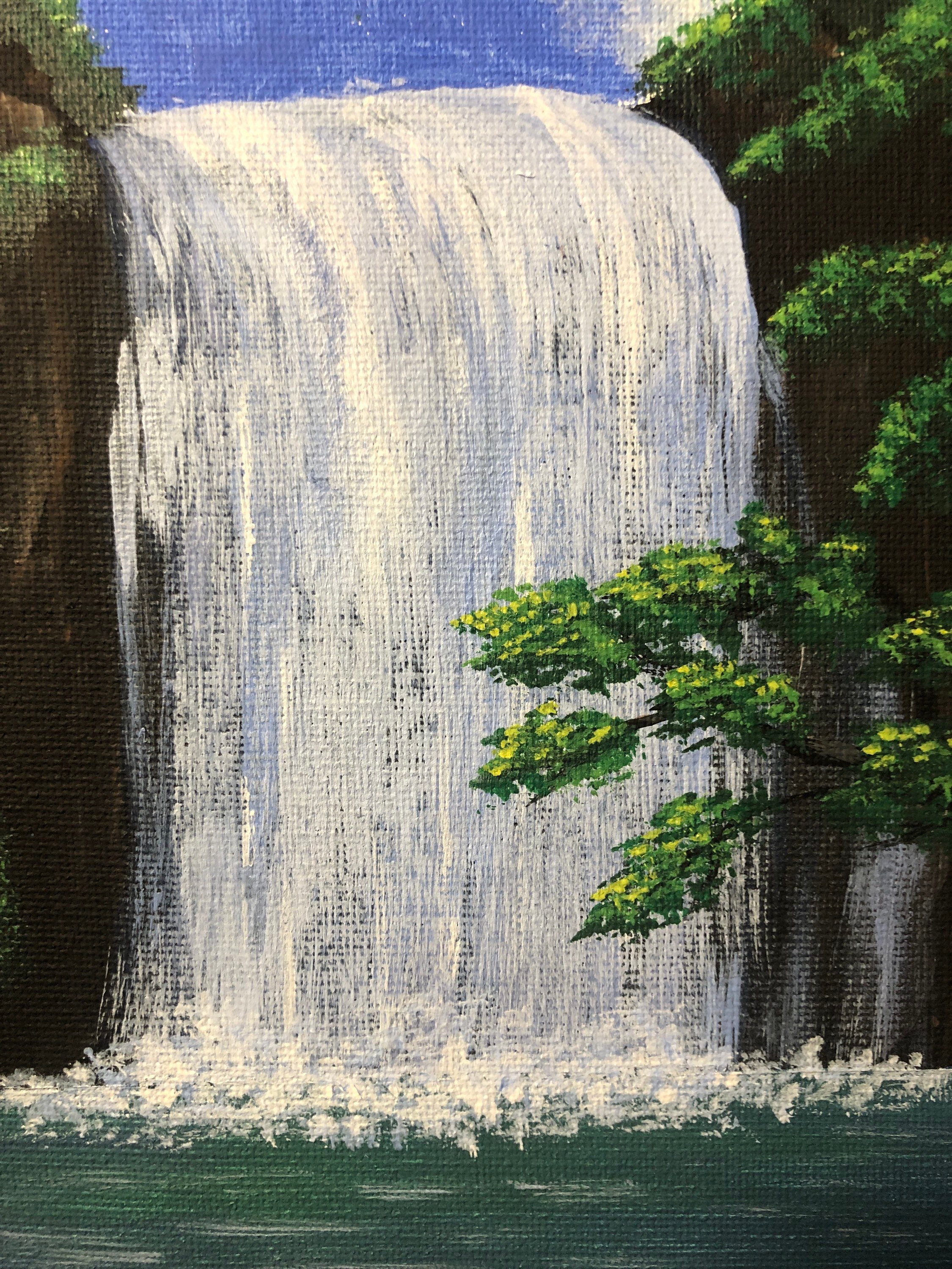 Acrylic Landscape Waterfall Original Painting for Wall Deco Wall Art on ...