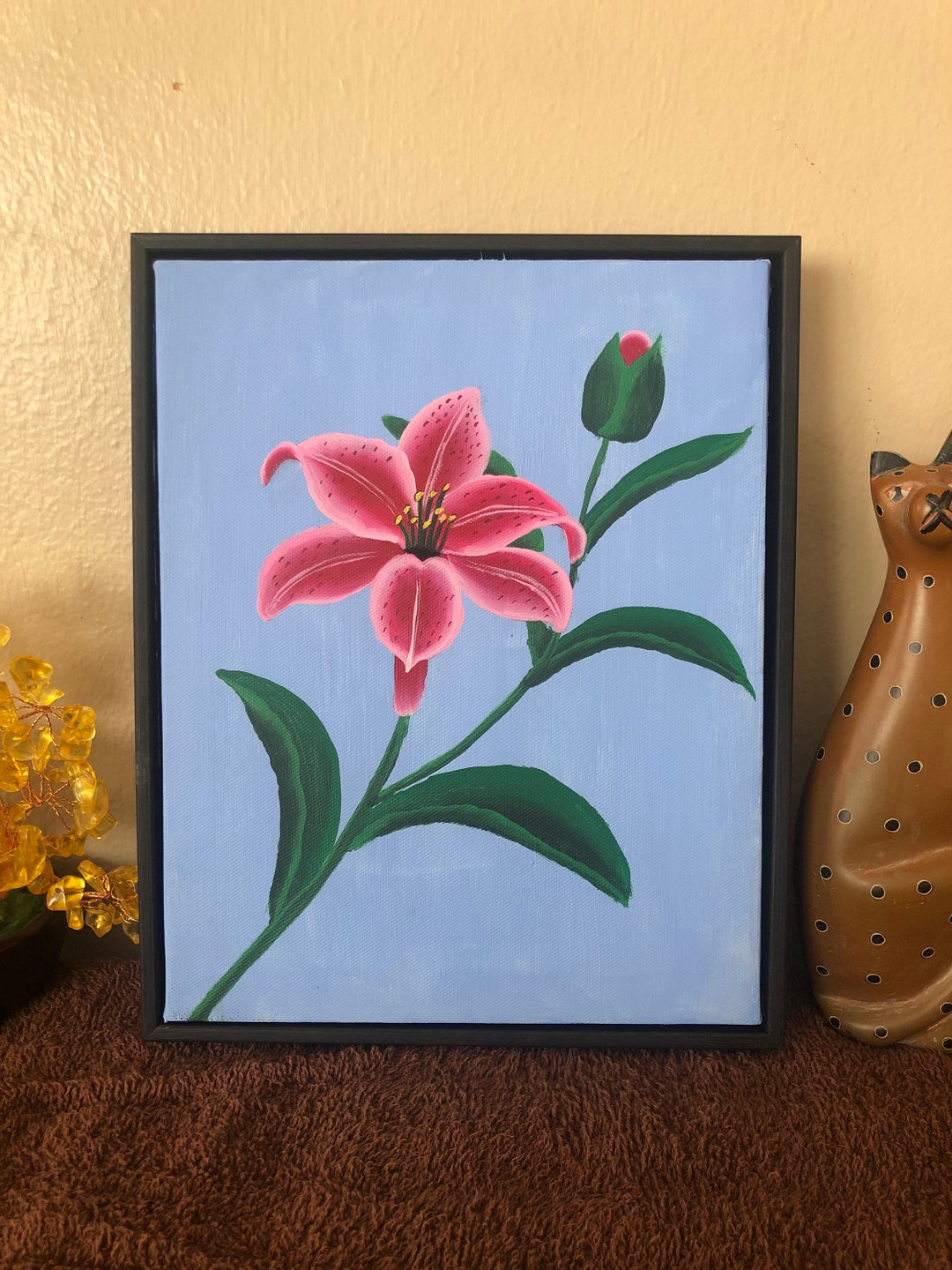Acrylic Lily Flower Original Painting on Canvas for Wall Art Wall Deco ...
