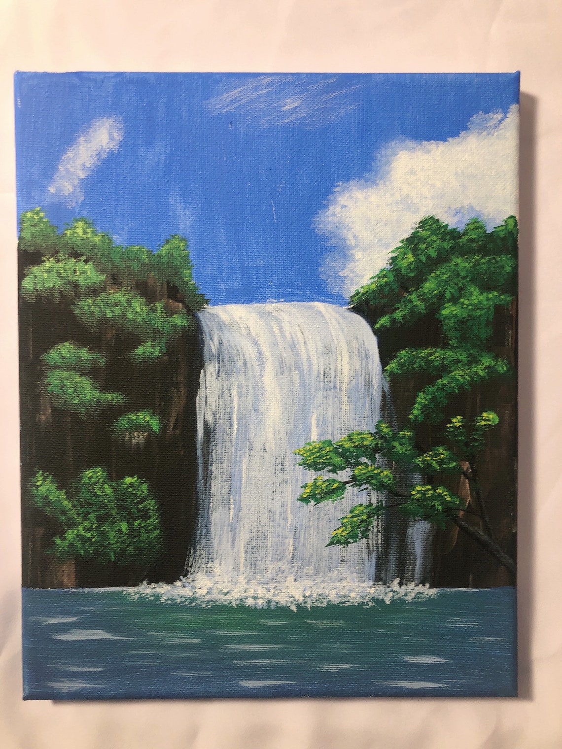 Acrylic Landscape Waterfall Original Painting for Wall Deco Wall Art on ...