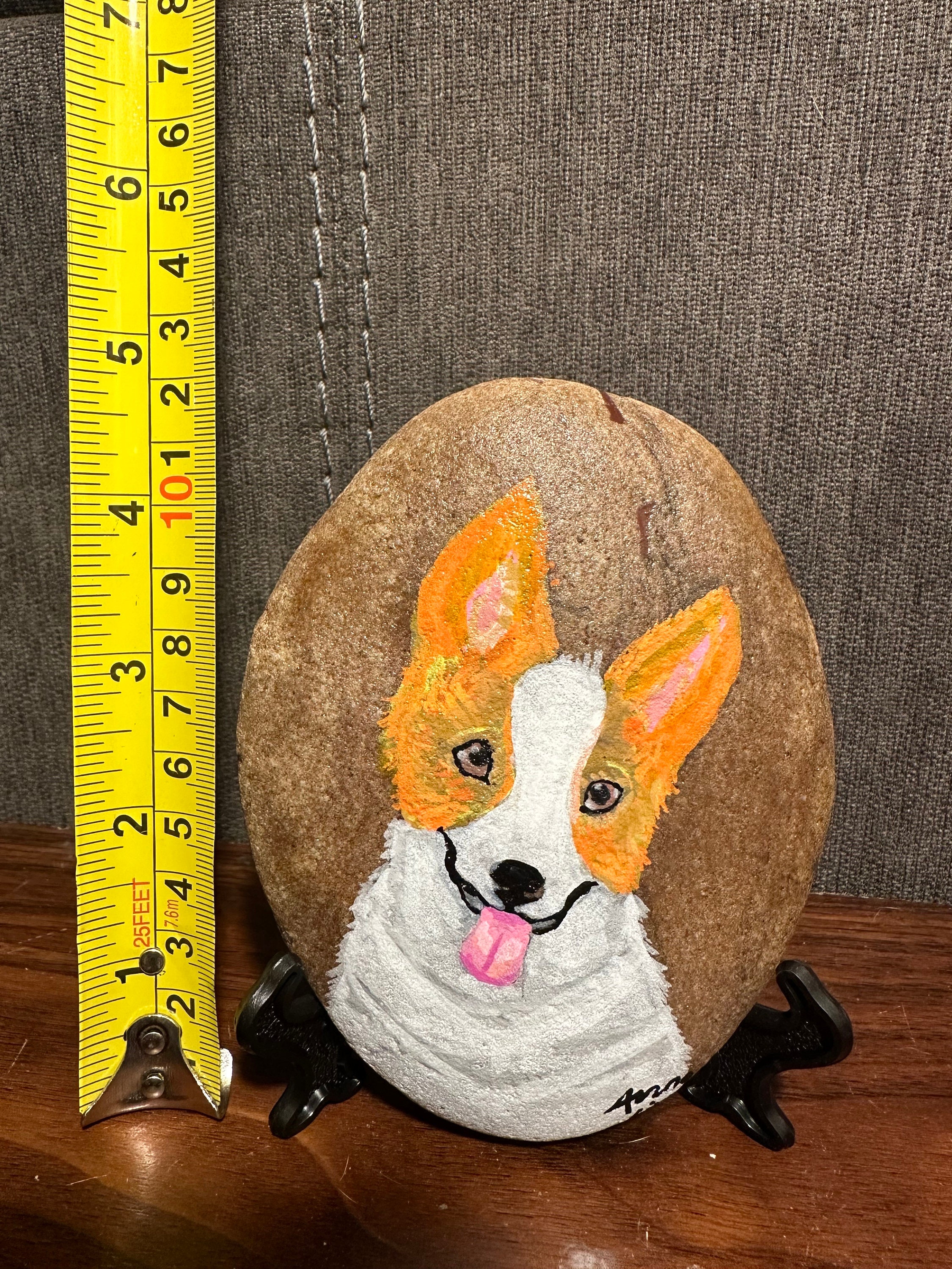 Original Dog Painting on Rock, Original Painting by a Young Artist ...