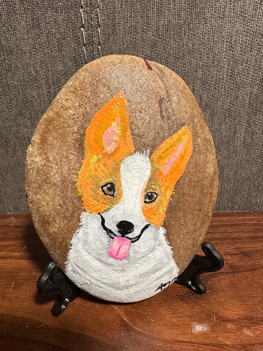 Original Dog Painting on Rock, Original Painting by a Young Artist ...