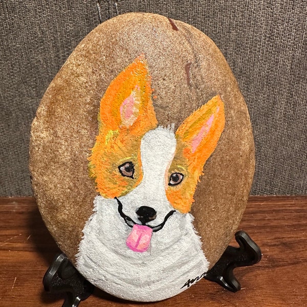 Dog Painting on Rock - Etsy