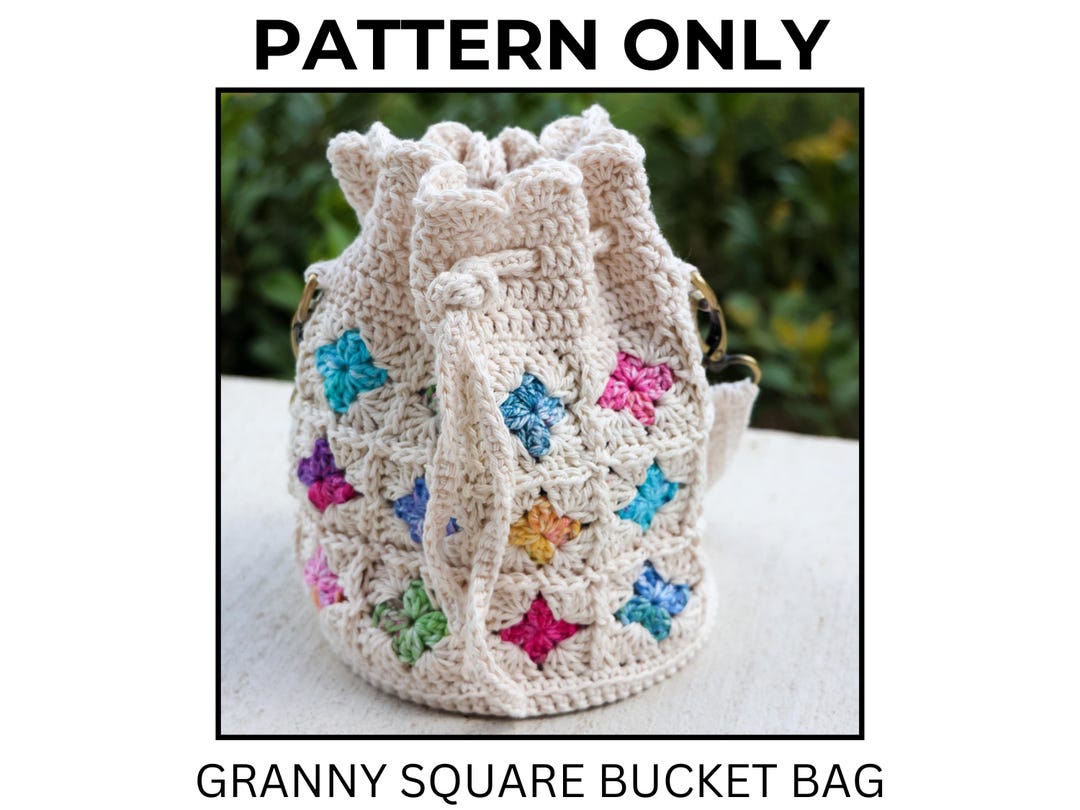 Granny Square Bucket Bag Crochet Pattern / CJAYG Method (PDF Pattern ...