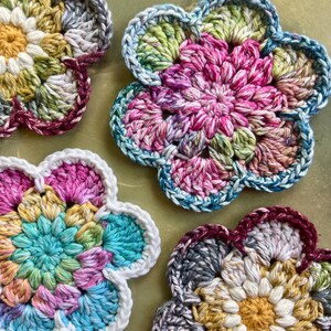 Crochet Flower Coasters - Set of 2 - Bloom Burst - Etsy
