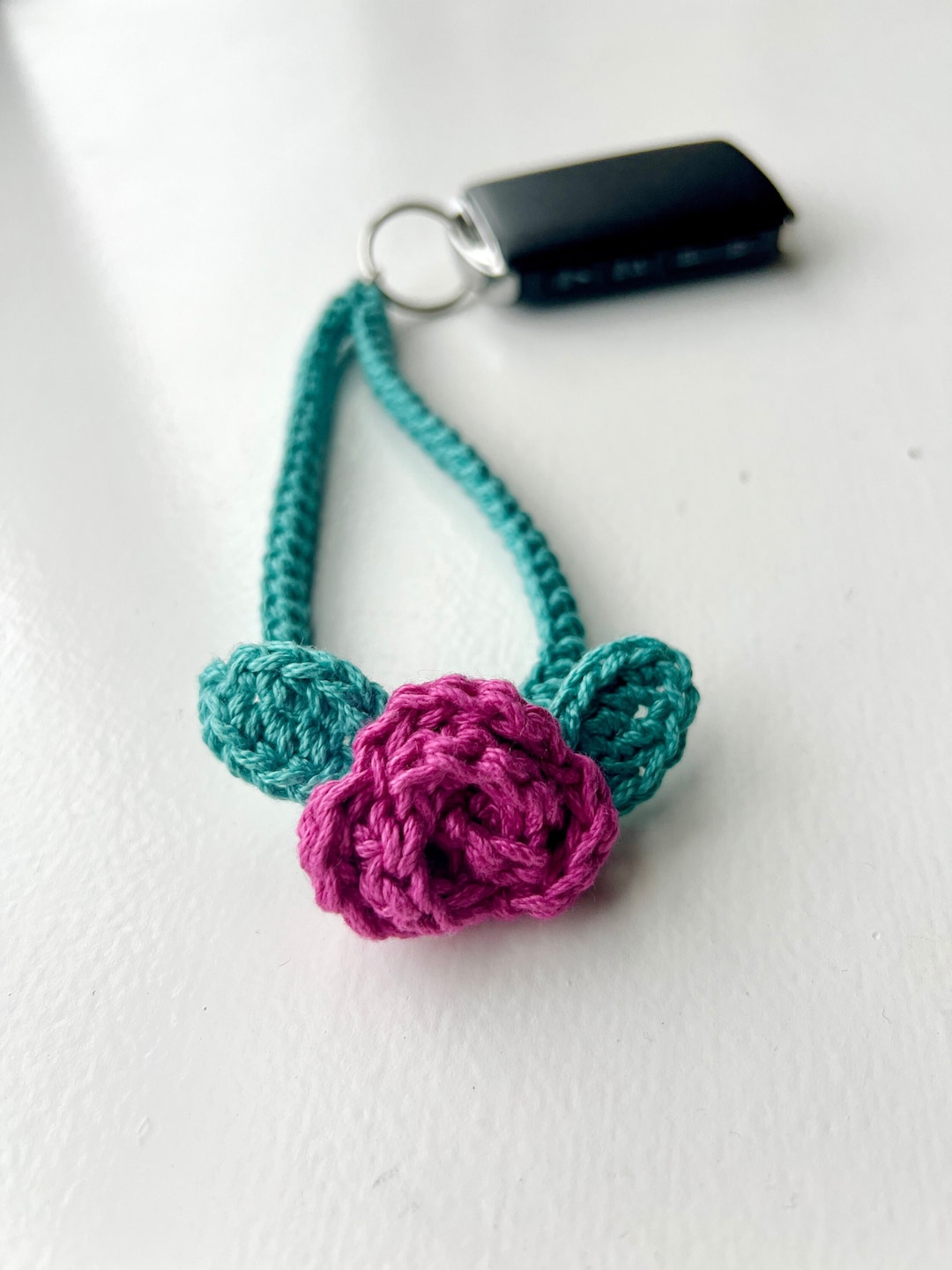 Crochet Rose Keychain Wristlet - Etsy