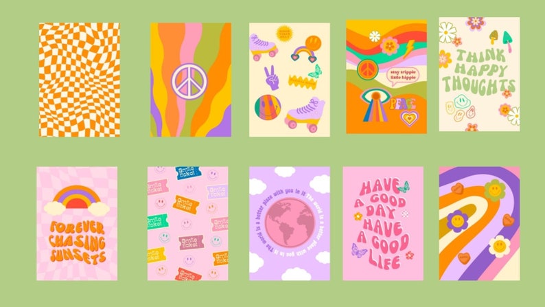 Retro Groovy 90s Style Printable Posters - 90's Posters - Retro Flowers ...