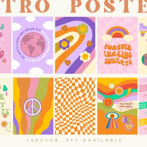 Retro Groovy 90s Style Printable Posters 90's Posters Retro Flowers ...