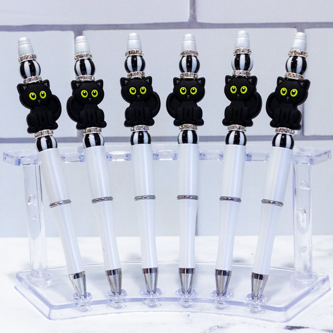 Black Cat Beaded Pen for Cat Lovers Cute Refillable Novelty Pen - Etsy