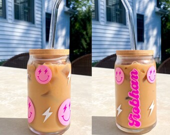 Preppy Glass Can - Etsy