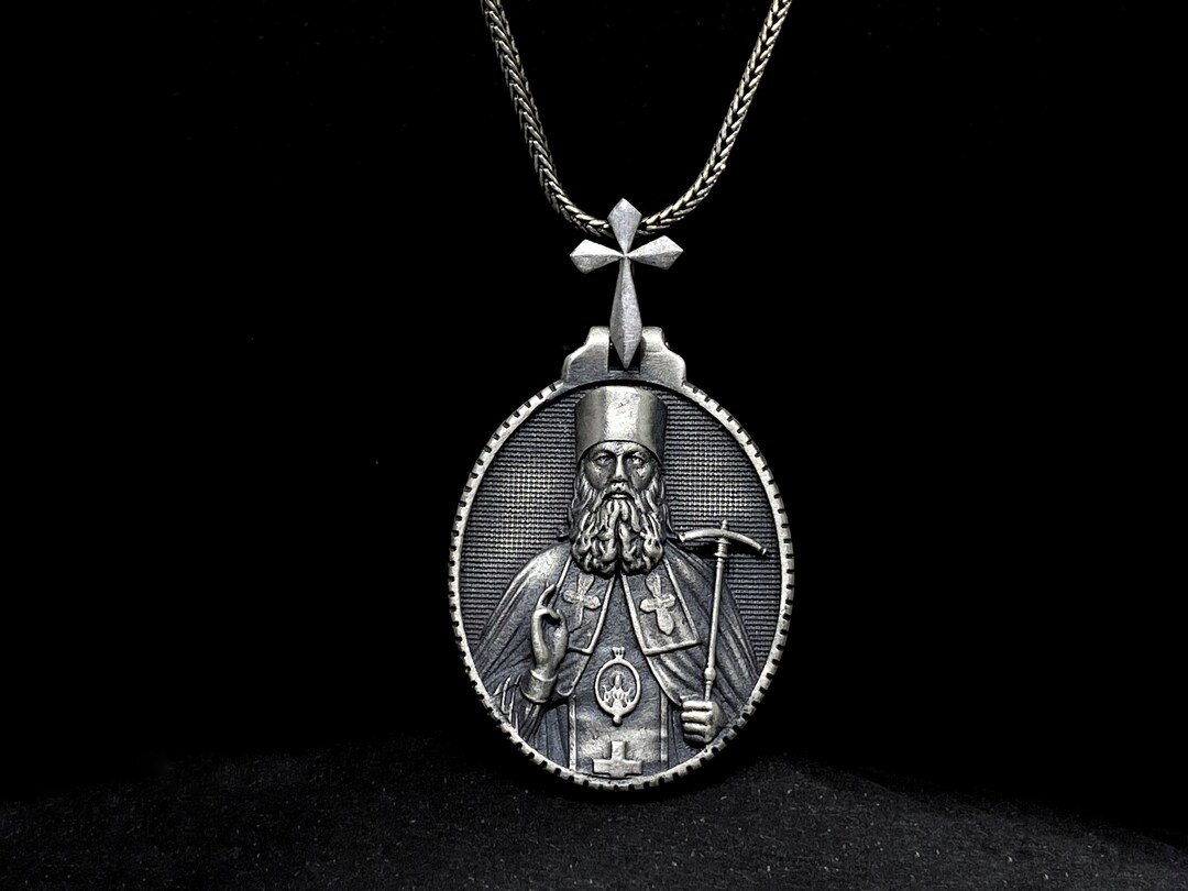 Silver Saint Luke Men Necklace Saint Luke Medallion - Etsy