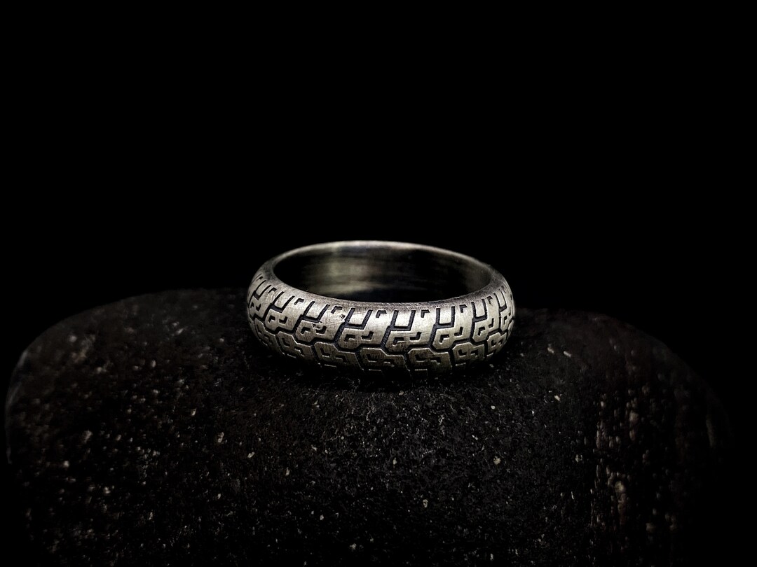 Racer Motorcycle Tyre Band Ring Silver Band Ring Stackable - Etsy
