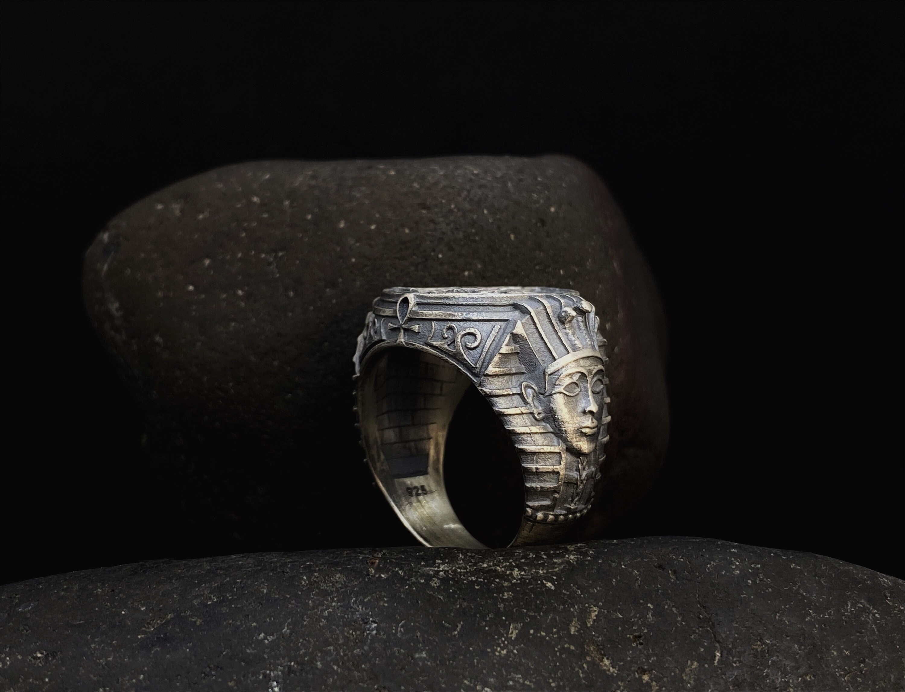 Egyptian God Sterling Silver Men Ring Pharaoh Anubis Horus - Etsy