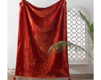 Luxe Velvet Bedspread, Velvet Throw Blanket With Handmade Knotted ...
