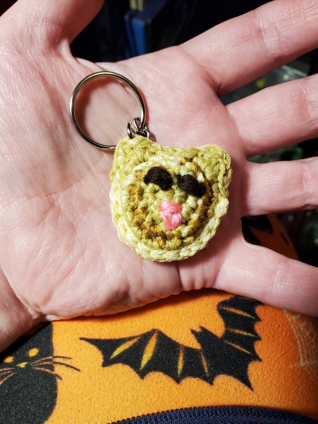 Cat Face Crochet Keychain Approximately 2 Inches Across. - Etsy
