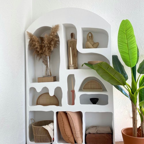 Ida Wall Arch Stone Console Bookshelf - Etsy