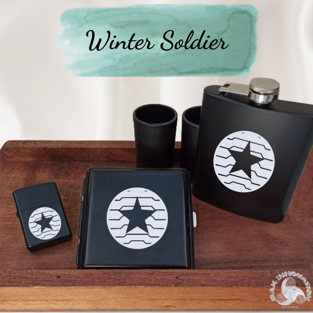 Lighter Cigarette Case Flask Set / Pocket Hip Flask - Metal Lighter ...