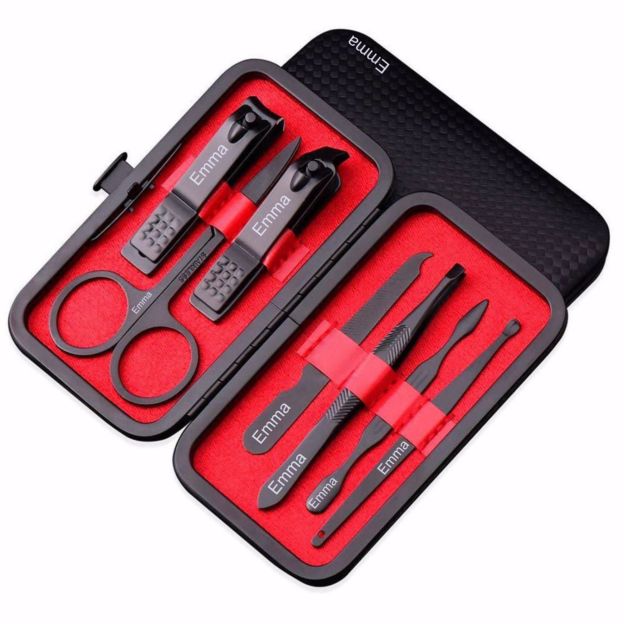 Personalized Leather Manicure Set 7 Pcs Foot Hand Nail Care Grooming ...