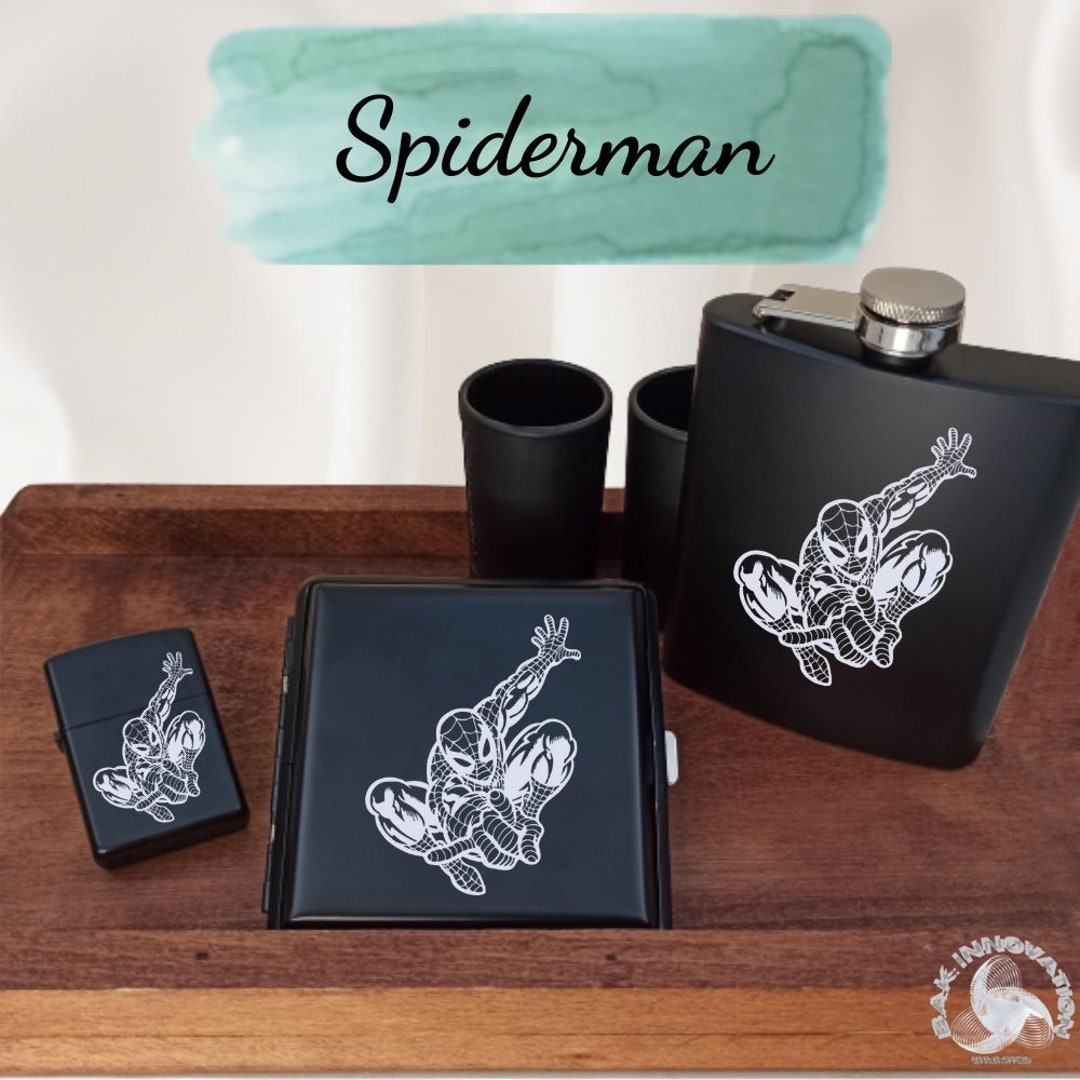 Lighter Cigarette Case Flask Set / Pocket Hip Flask - Metal Lighter ...