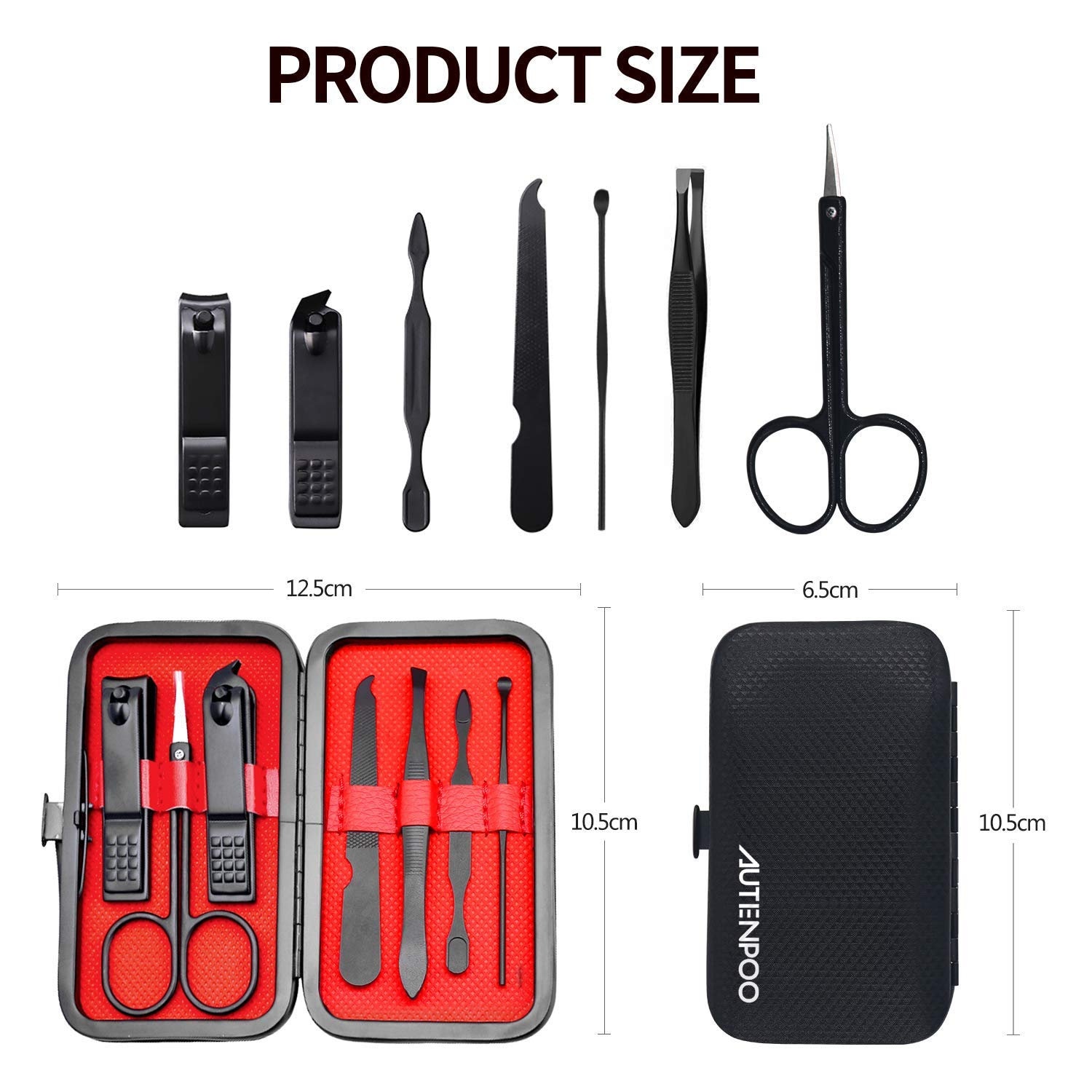 Personalized Leather Manicure Set 7 Pcs Foot Hand Nail Care Grooming ...