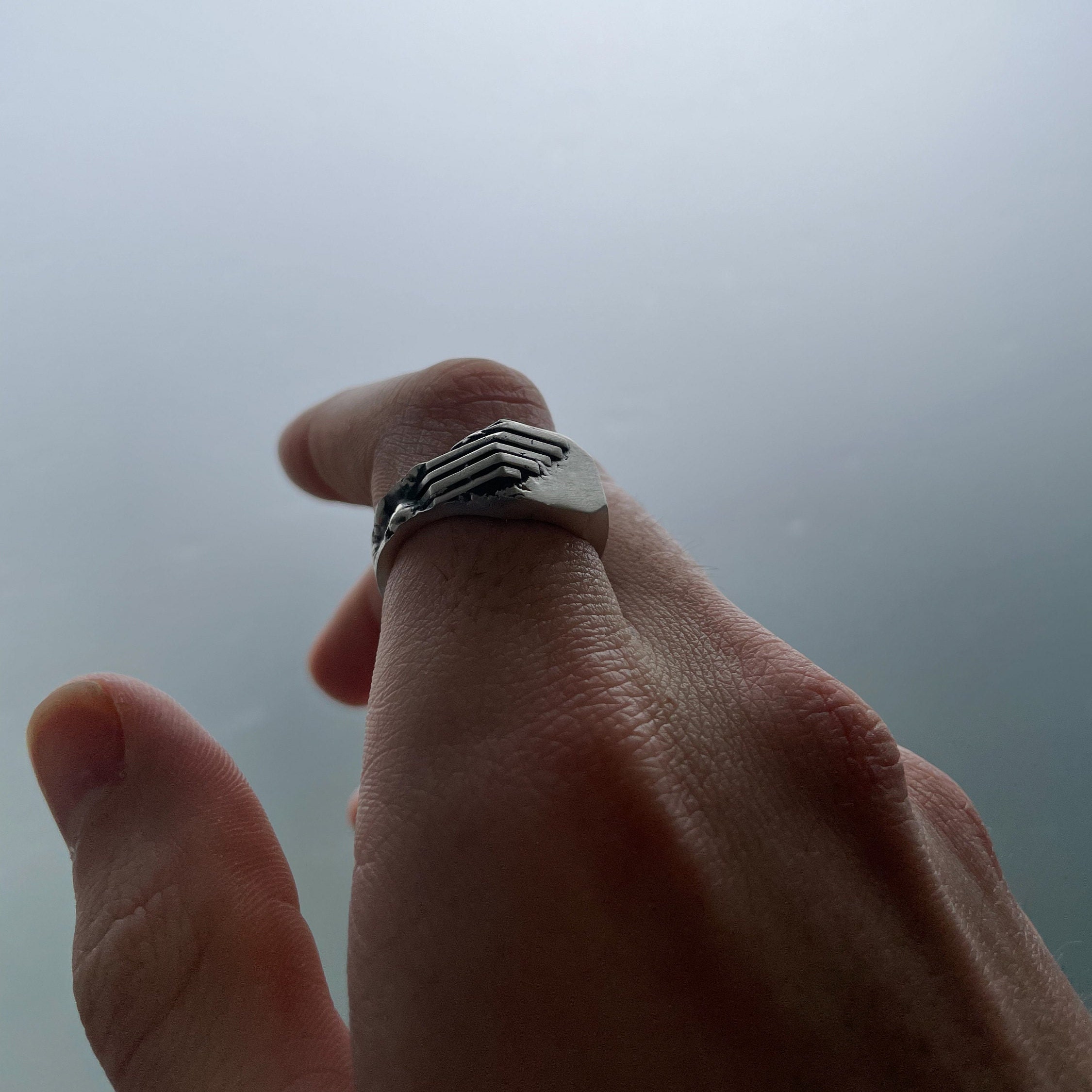 Futuristic Brutalist Ring Grunge Jewelry for Men Statement - Etsy
