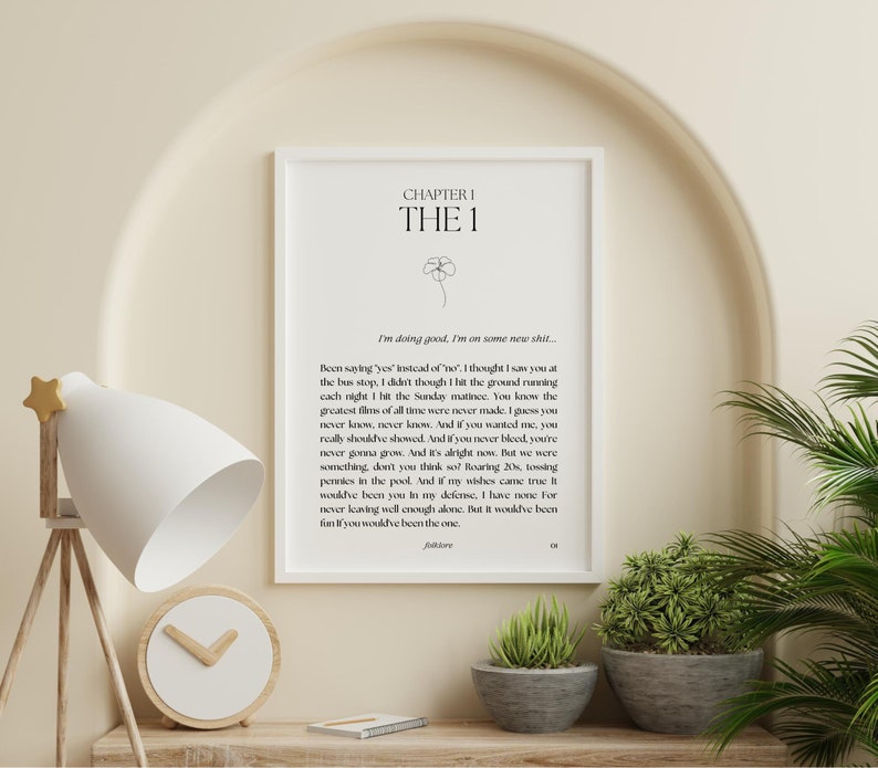 The 1 Lyrics Print Taylor Swift Folklore Lyrics Poster the 1 - Etsy